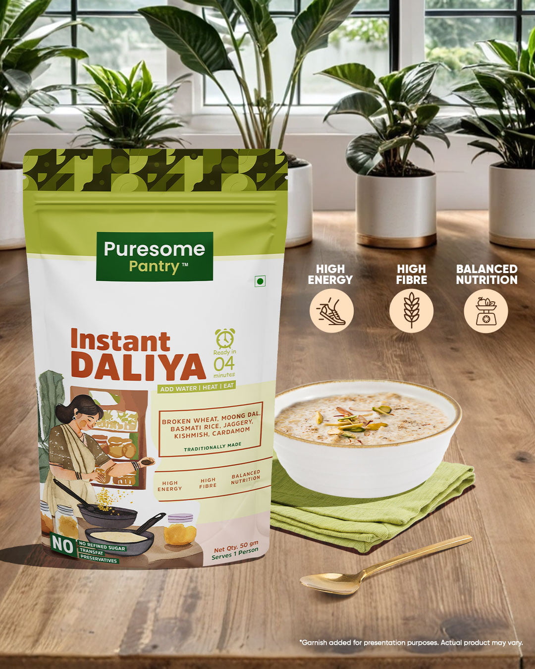 Instant Daliya Mix - Puresome Pantry | Broken Wheat, Moong Dal, Natural ...