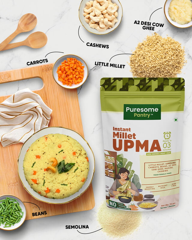 Instant Upma with Little Millet Mix - Puresome Pantry | Natural Ingredients